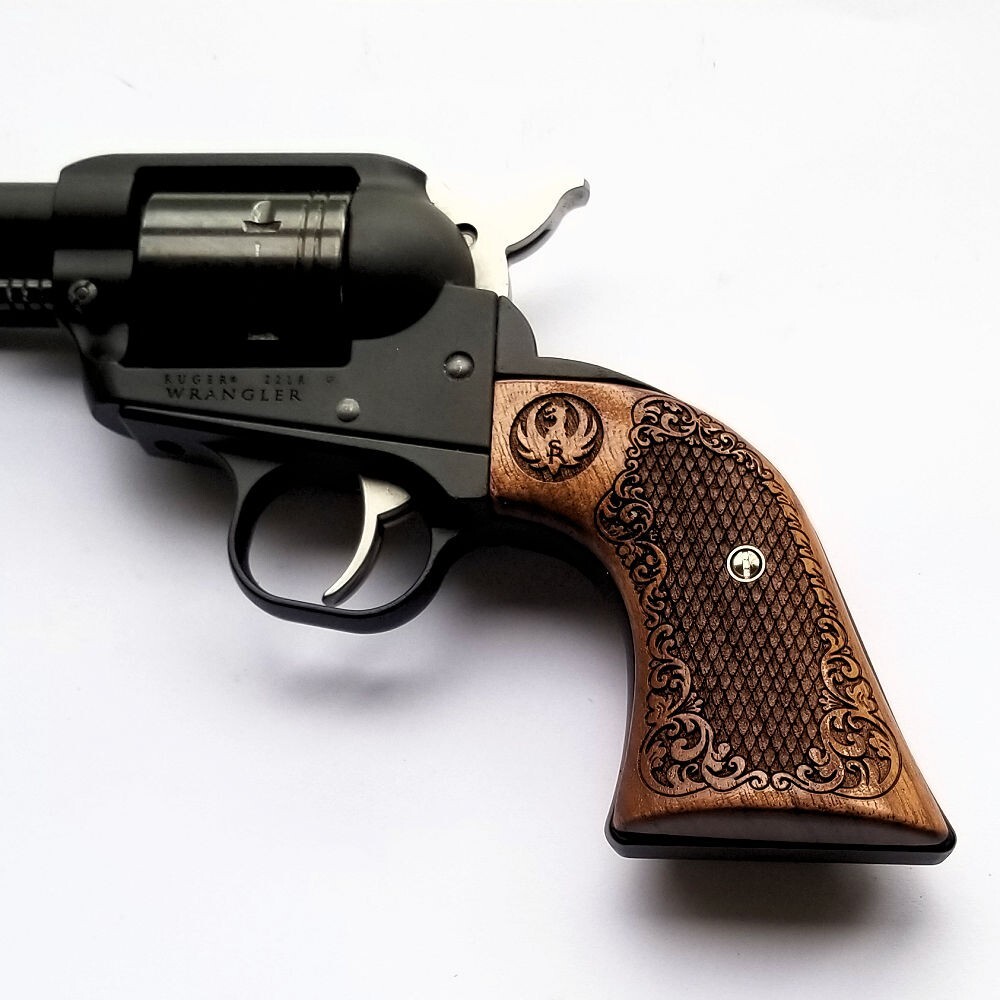 Ruger Vaquero Blackhawk Wrangler Engraved Walnut Wood Grips XR3-RED ...