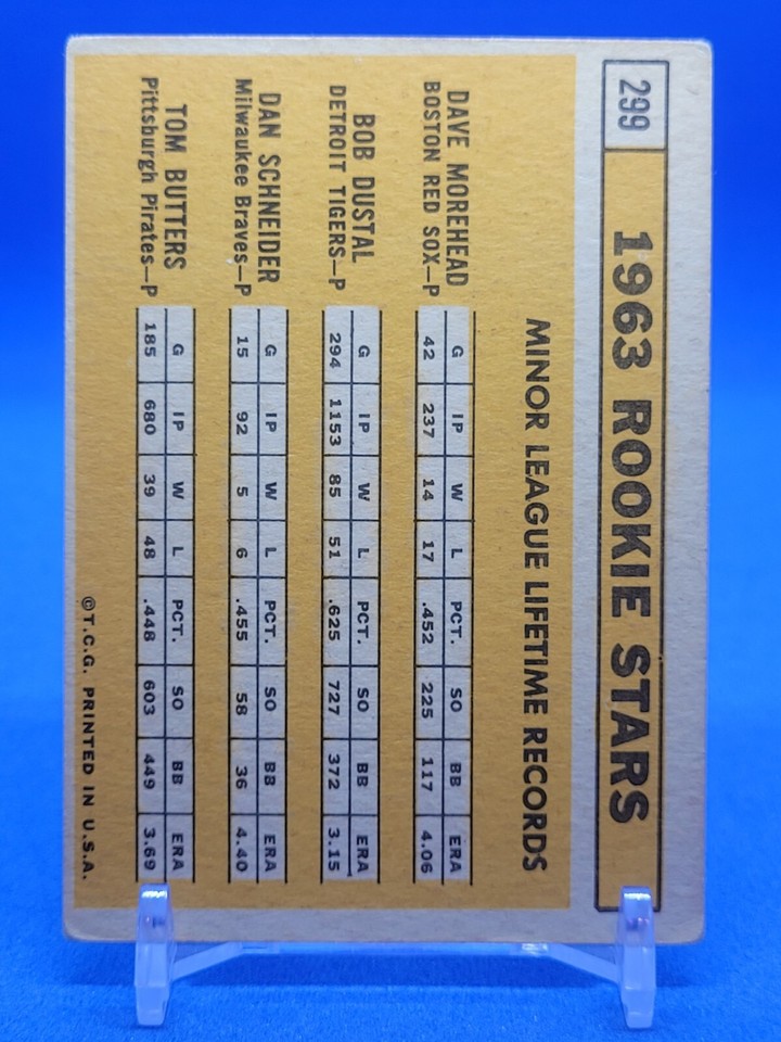 1963 Topps Stars Dave Morehead Bob Dustal Dan Schneider Tom Butters ...