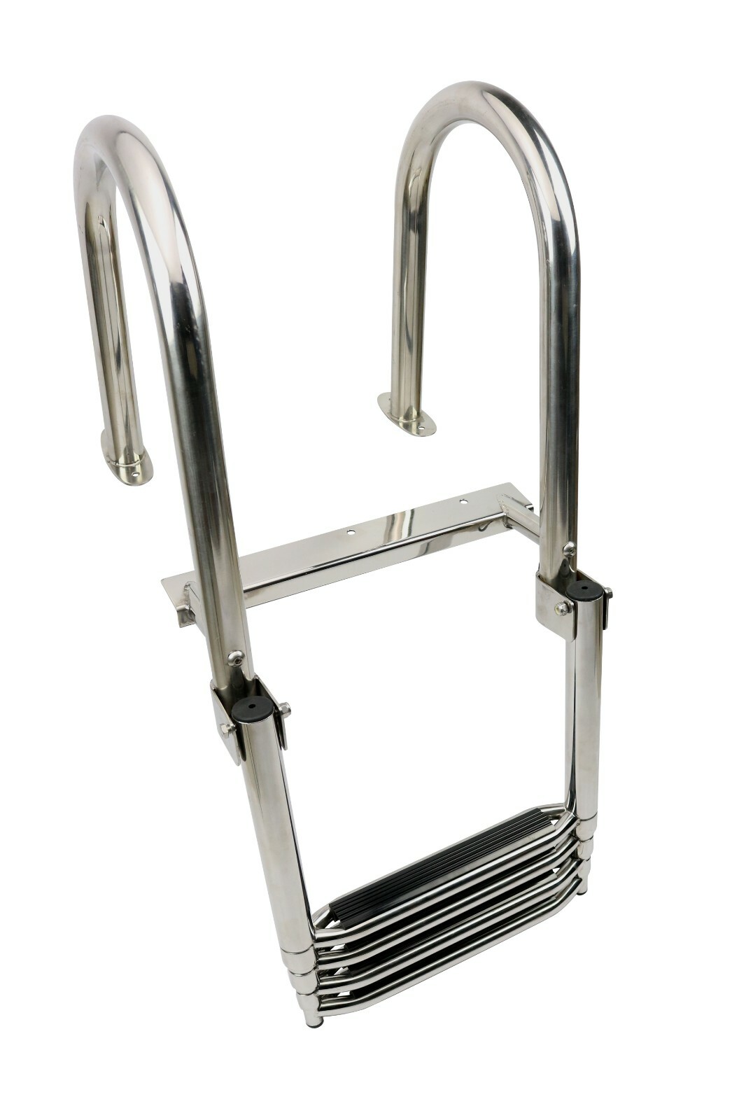 4 Step Telescoping Stainless Steel Folding Ladder Heavy Duty Boat ...