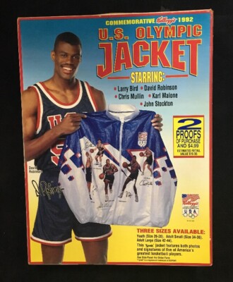 Kellogg's Corn Flakes 1992 US Olympic Jacket Box David Robinson Larry ...
