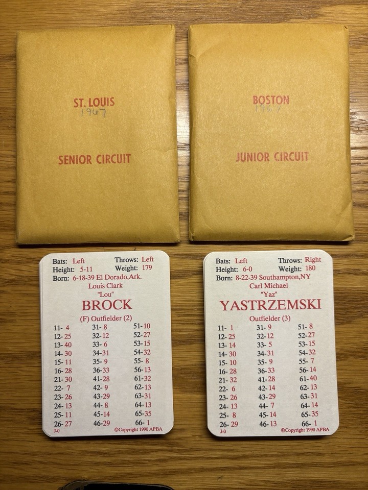 1967 APBA Baseball Complete Set With Lineup Sheet. 25 Cards Per Team ...