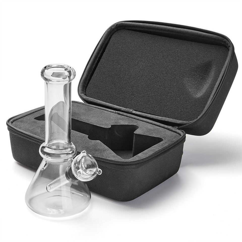 6" Glass Bong Carb Hole with Travel Box Smoking Tobacco Water Pipe ...