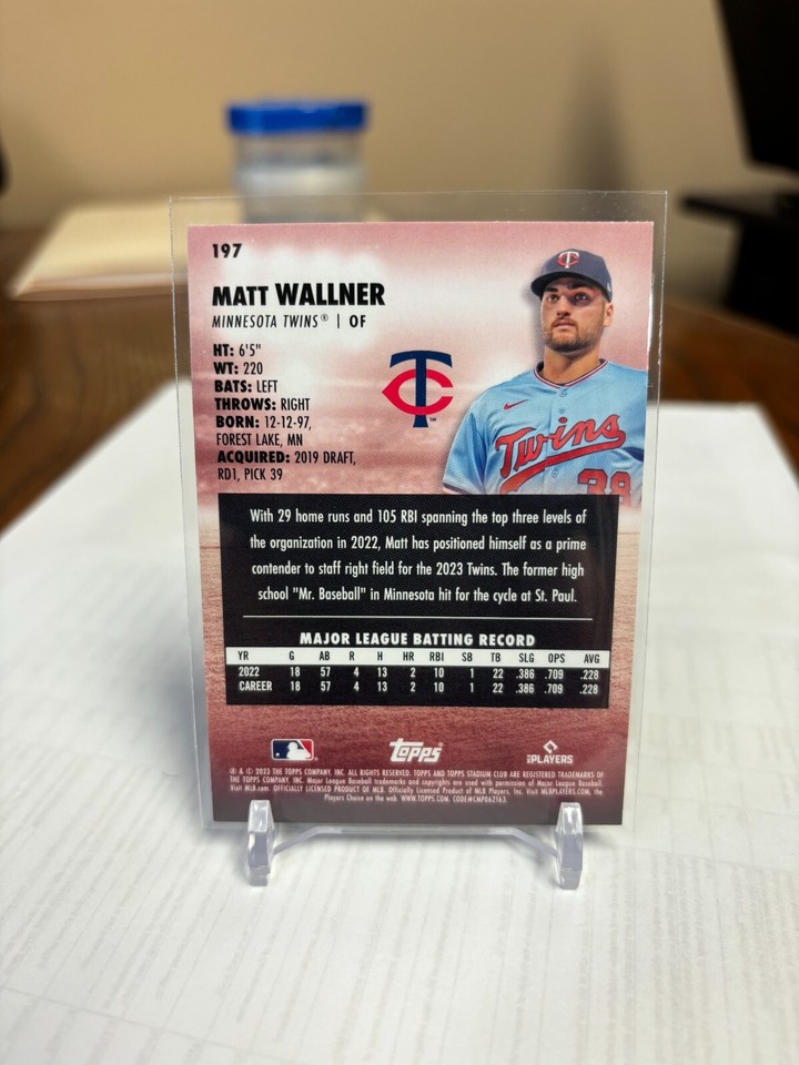 2023 Topps Stadium Club #197 Matt Wallner RC (Red Foil) Minnesota Twins ...
