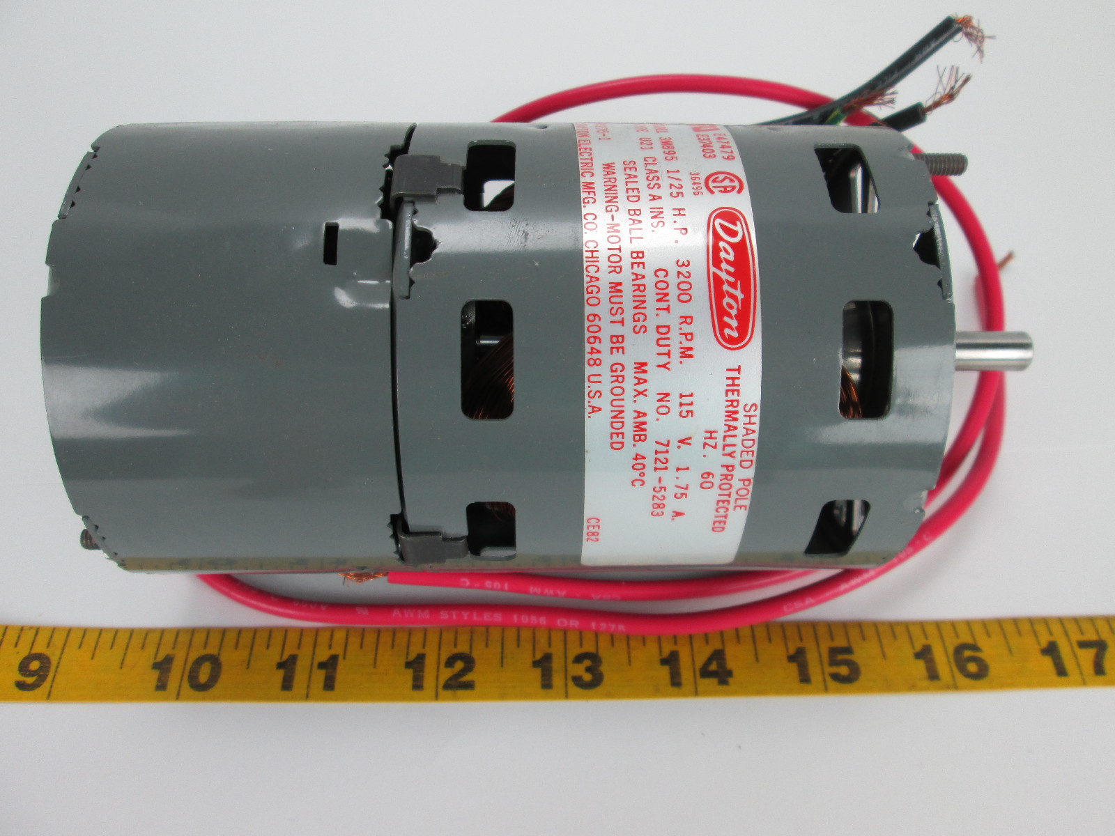 Dayton 1/25 HP Motor 3M895 3200 RPM 1.75 Amp Therm Prot SKU G CS | eBay