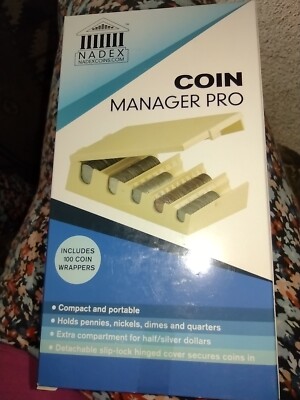 Nadex Coin Manager Pro Hand Coin Sorter Hinged Cover~100 Assorted ...