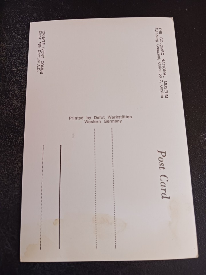vtg postcard RPPC colombo national museum ornate ivory combs ceylon sri ...