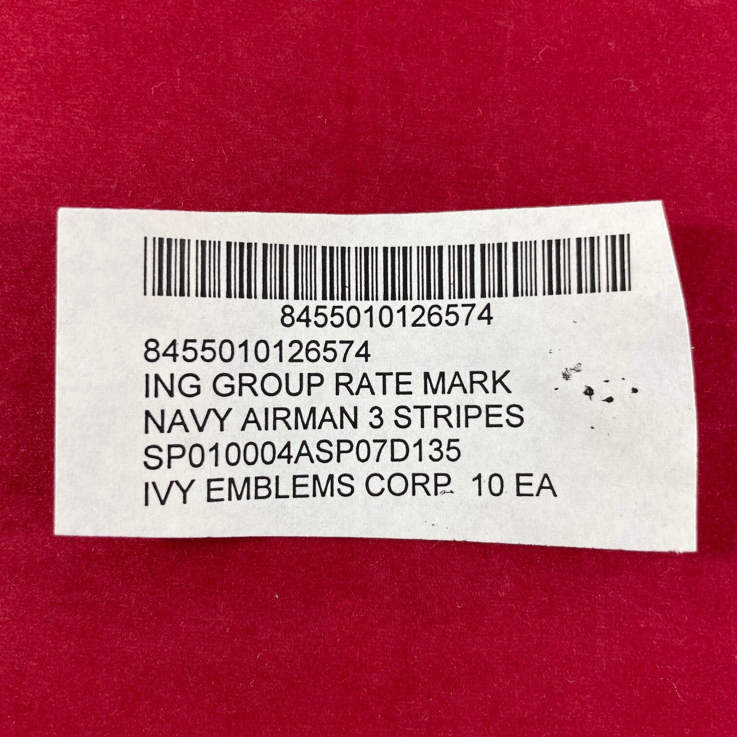 U.S. Navy USN Airman AN E3 White Cotton Rating Rank Patch - 2007 - NOS ...