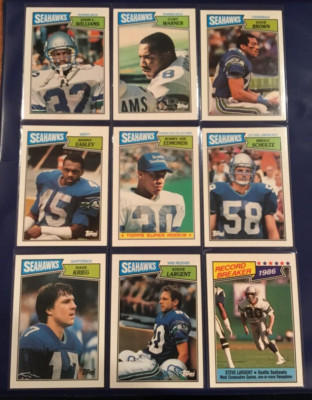 1987 Topps SEATTLE SEAHAWKS Complete Team Set 16 LARGENT,EASLEY,WARNER ...