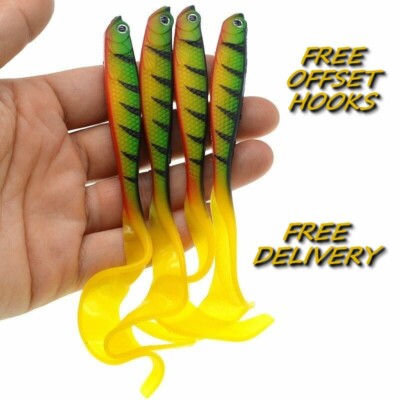 Perch Fishing lures 6 x Soft Plastic Savage Shad Trout Pike Chub Gear 2 ...