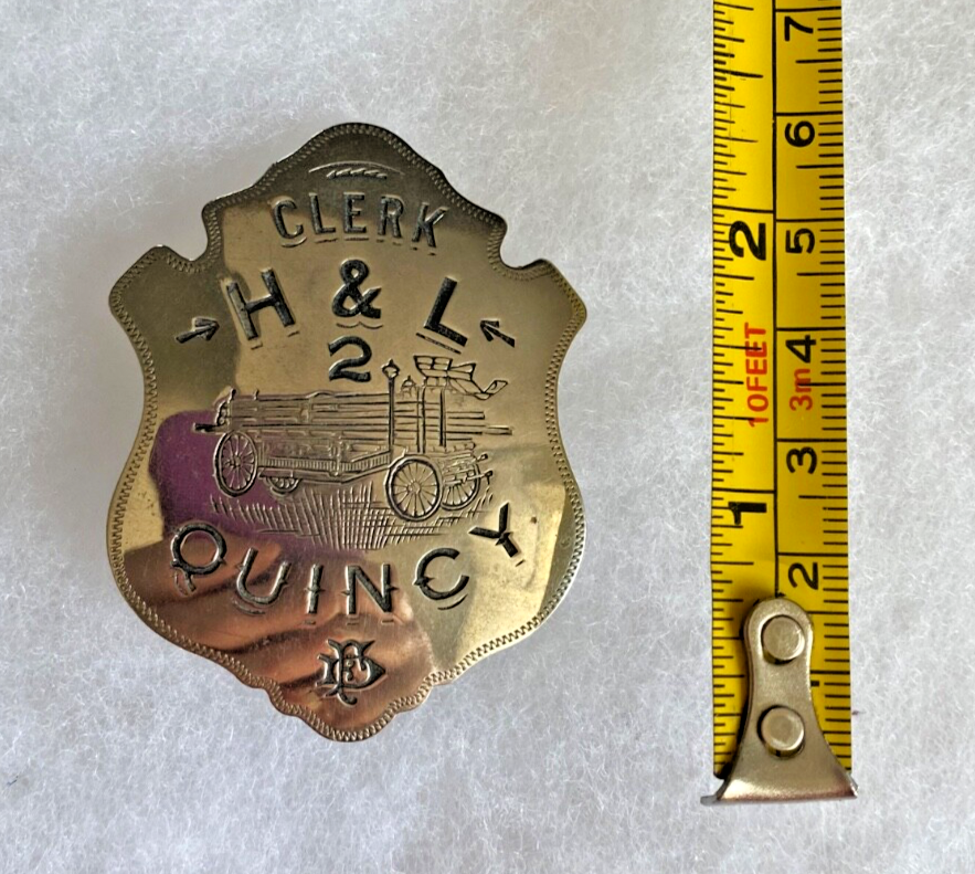 antique Quincy fire badge Clerk Hook & Ladder 2 Fire Department ...