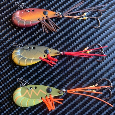 3x Prawn Blades Fishing Lure PB 38mm 6g Vibes Vibe ZX Bream Blade Bass ...