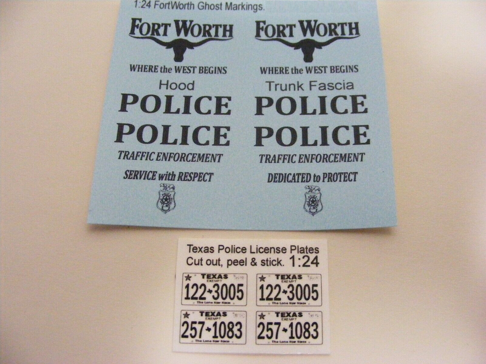 Fort Worth TX Police Stealth Ghost 1:24 Water Slide Decals Fits Black ...