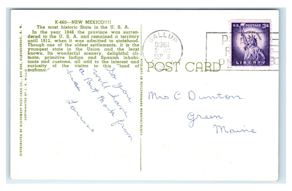 Postcard Greetings from New Mexico NM Zia Sun Symbol chrome large ...
