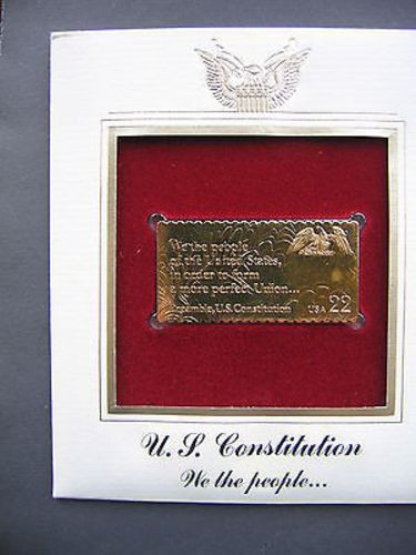 1987 US Constitution We The People 22kt Gold Golden Replica Cover FDC ...