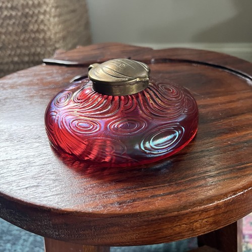 Kralik Art Nouveau Ruby Iridescent Glass Inkwell, Bronze Lid, c.1900 | eBay