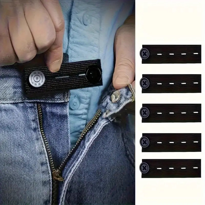 5PCS Waist Extender Button Elastic for Jeans Pants Button Extender ...