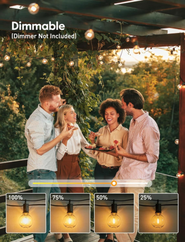 Brightown LED Outdoor String Light, 100 Feet Patio Lights 100ft, Black ...