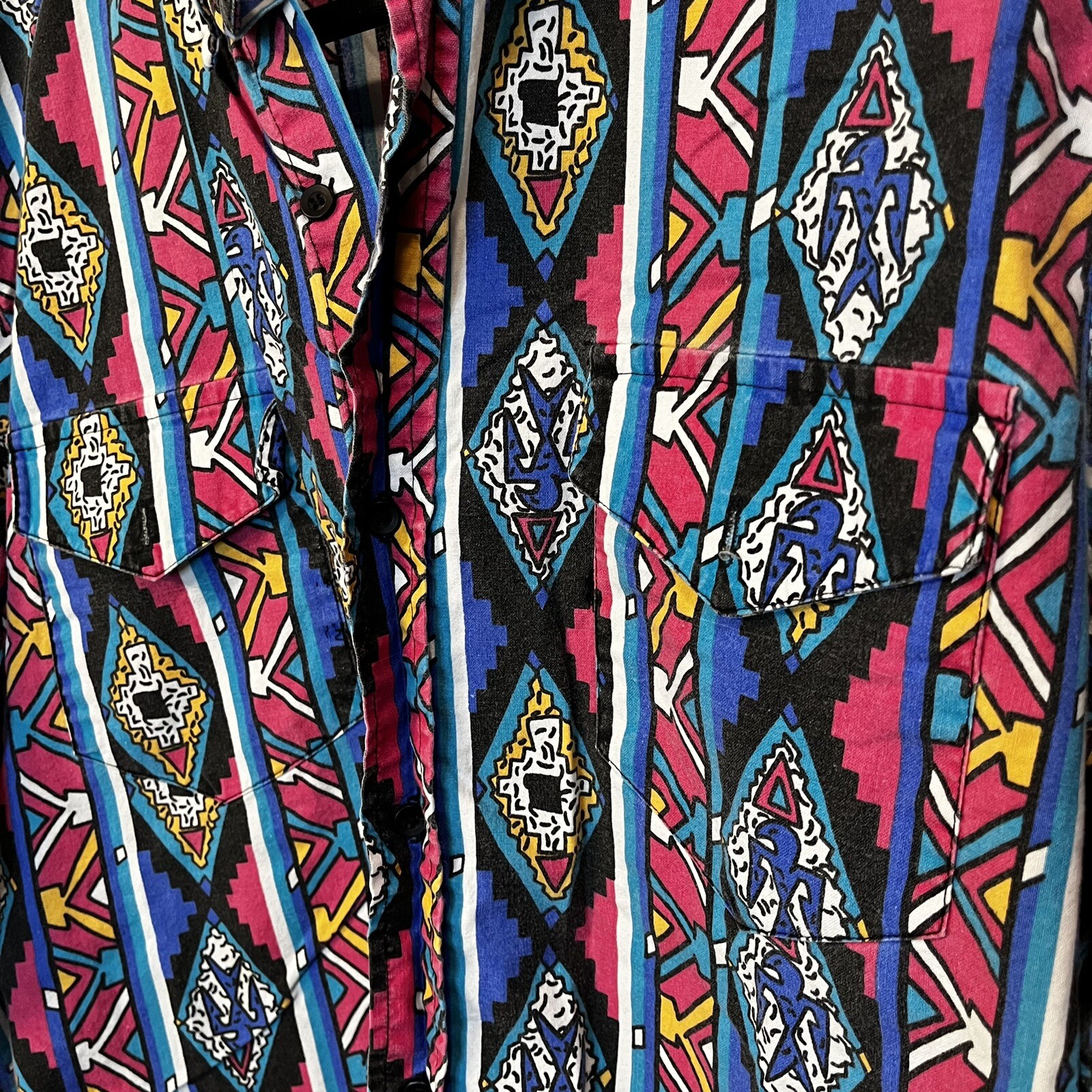 Vintage CANYON TRAIL Abstract AOP Button Front Wester… - Gem