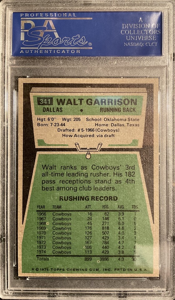1975 Topps Walt Garrison PSA 9 Dallas Cowboys | eBay