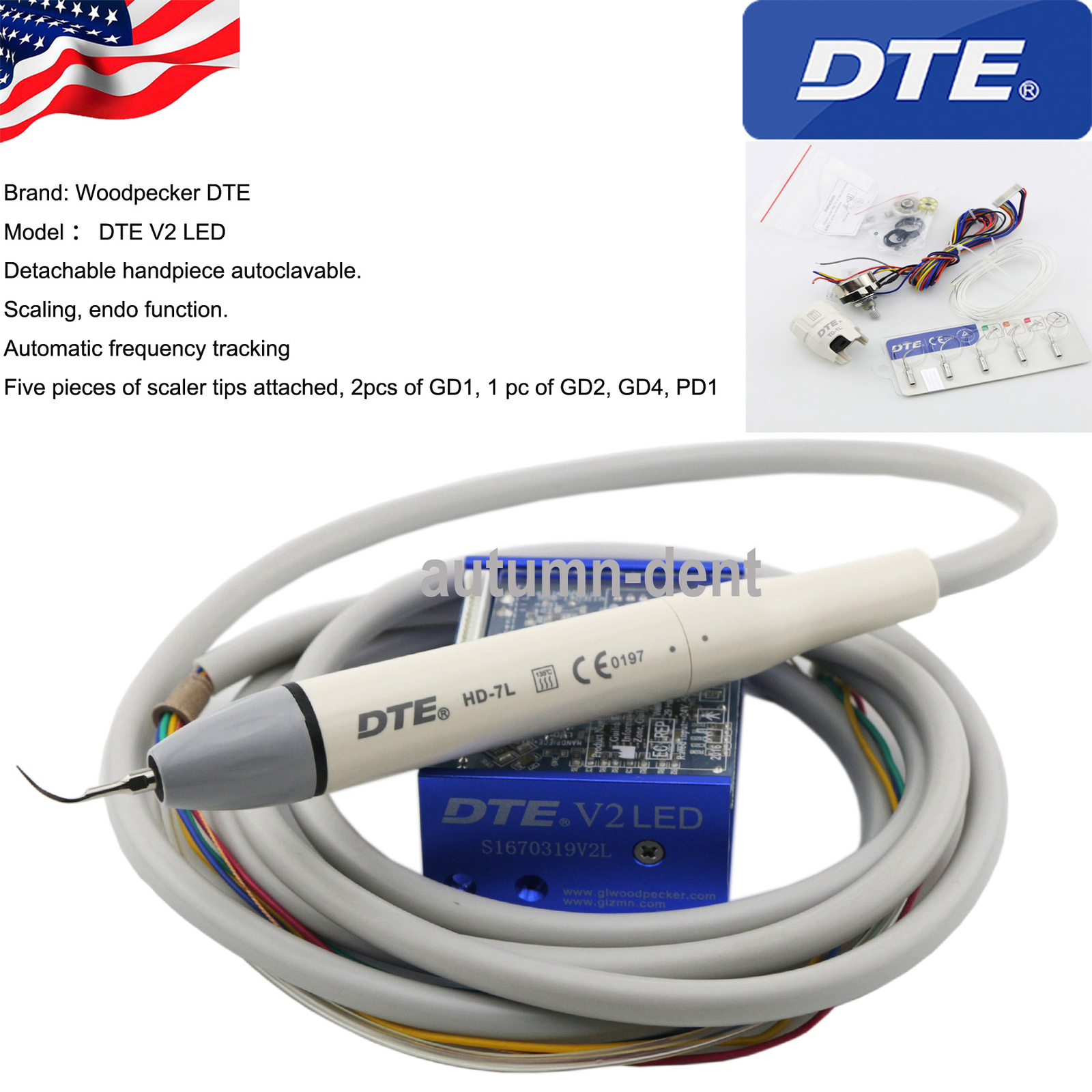 Woodpecker Dental Ultrasonic Piezo Scaler Handpiece Satelec Acteon DTE ...
