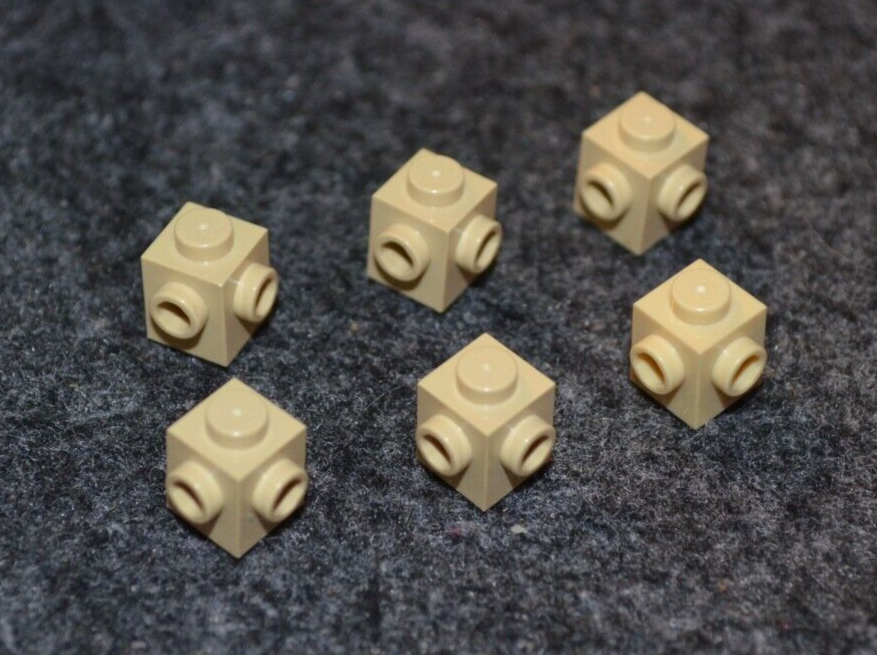 (6) 1x1 Tan / Sand Brick w/ Nubs on Two Sides (Corner) Bricks ~ New ...