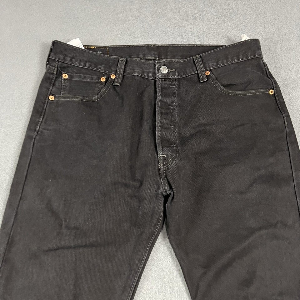Levis 501 Jeans Men 36X30 Black Button Fly Regular Fit Straight Leg ...