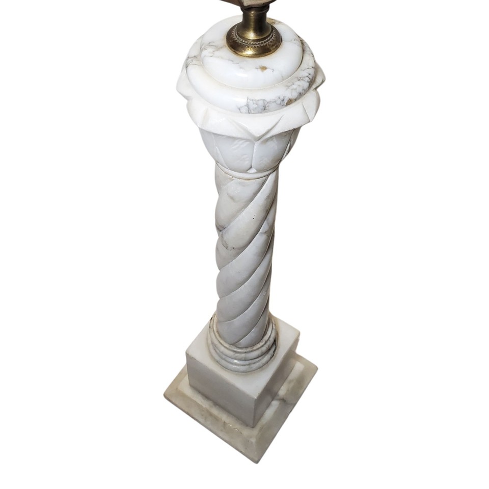 Mid Century Italian Marble Alabaster Table Lamp Tall Carved ...