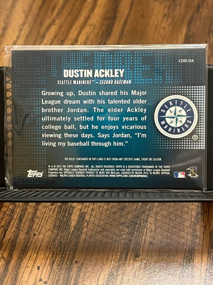 DUSTIN ACKLEY 2013 TOPPS CHASING THE DREAM MARINERS GAME-USED JERSEY ...