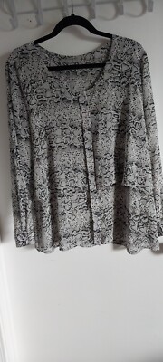 ny collection women blouse reptile pattern gray preloved XL | eBay