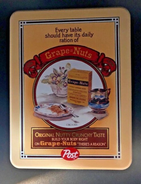 Vintage Post Grape Nuts 1910 to 1920 Advertising on 1980 Tin for sale ...