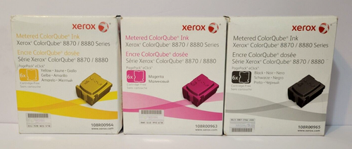 SET OF 3 XEROX METERED COLORQUBE 8770-8880 INK CYM 108R00963,108R00965 ...