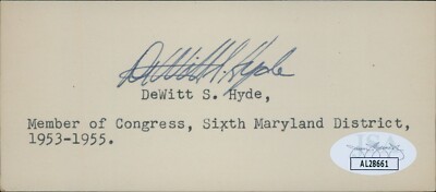 DeWitt Hyde Maryland Congressman Signed 2x5 Index Card JSA ...