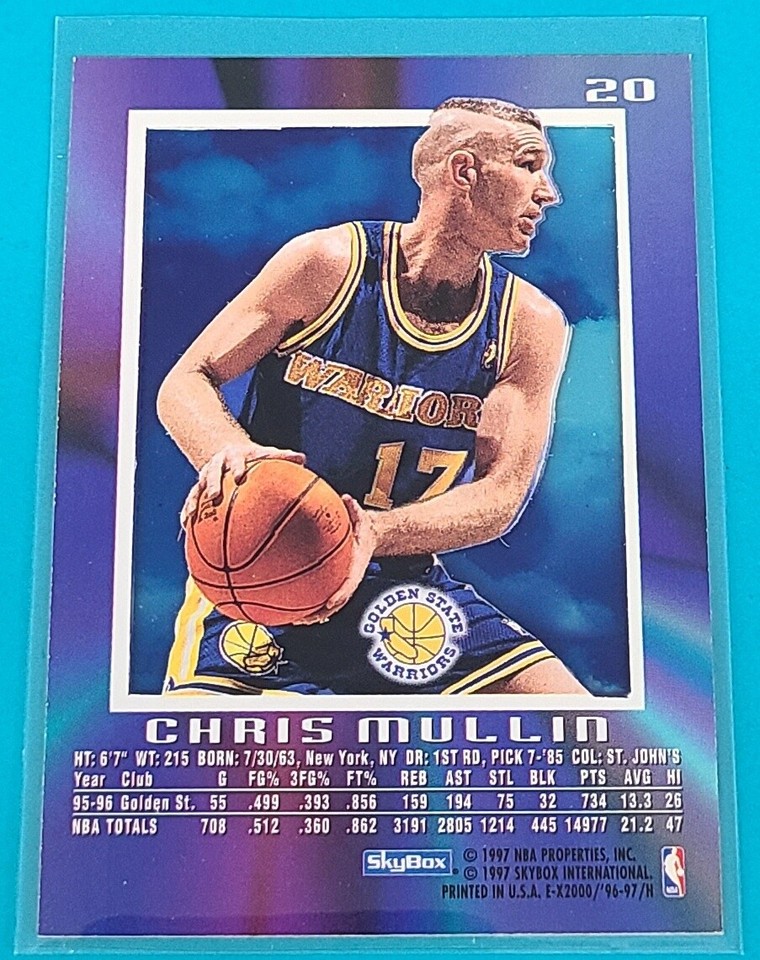 1996 E-X2000 #20 Chris Mullin Golden State Warriors Basketball Card C5 ...