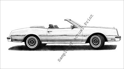 1984 1985 Buick Riviera Turbo Convertible drawing/picture/print (White ...