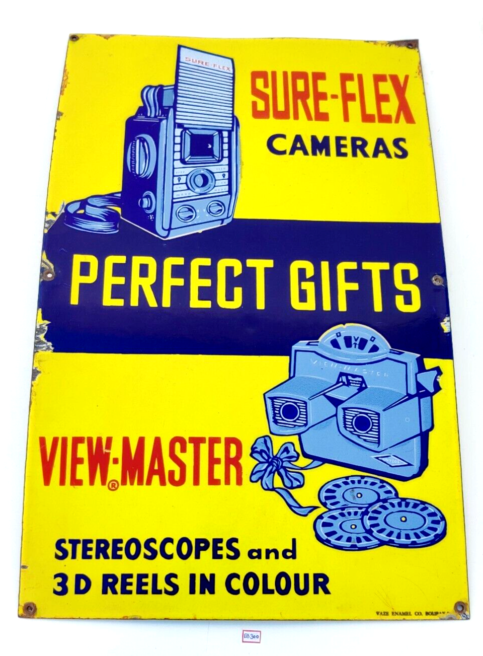 Antique Sure Flex Cameras View Master Advertising Enamel Sign Board ...