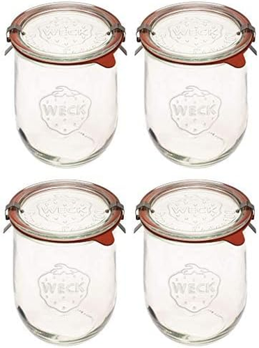Weck Tulip Jars - 35.9 Fl. Oz (1 Liter) Glass Jars for Sourdough ...