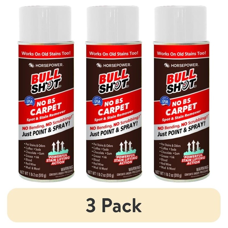 Bull Shot 18oz Carpet Cleaner Powerful Spray Stain Remover Pet Safe ...