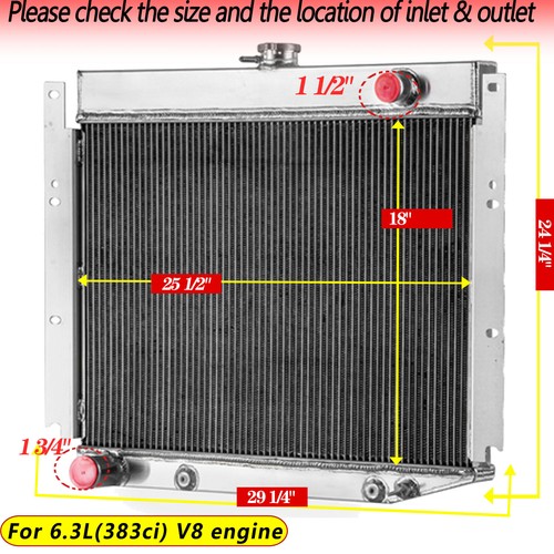 4-Core Radiator Fits 1969-1971 Dodge D100 D200 D300 W100 W200 W300 ...