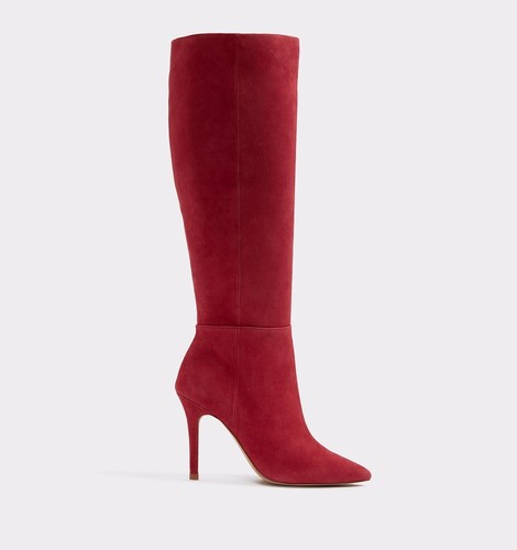 Elaulia by ALDO, Red REAL suede 3.75" stiletto Superhero knee high ...
