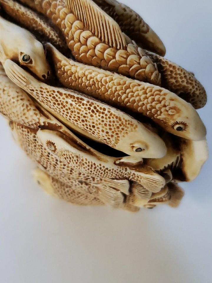 School of fish Rare Treasure Ornate high detailed Bone Trinket Box Gift ...