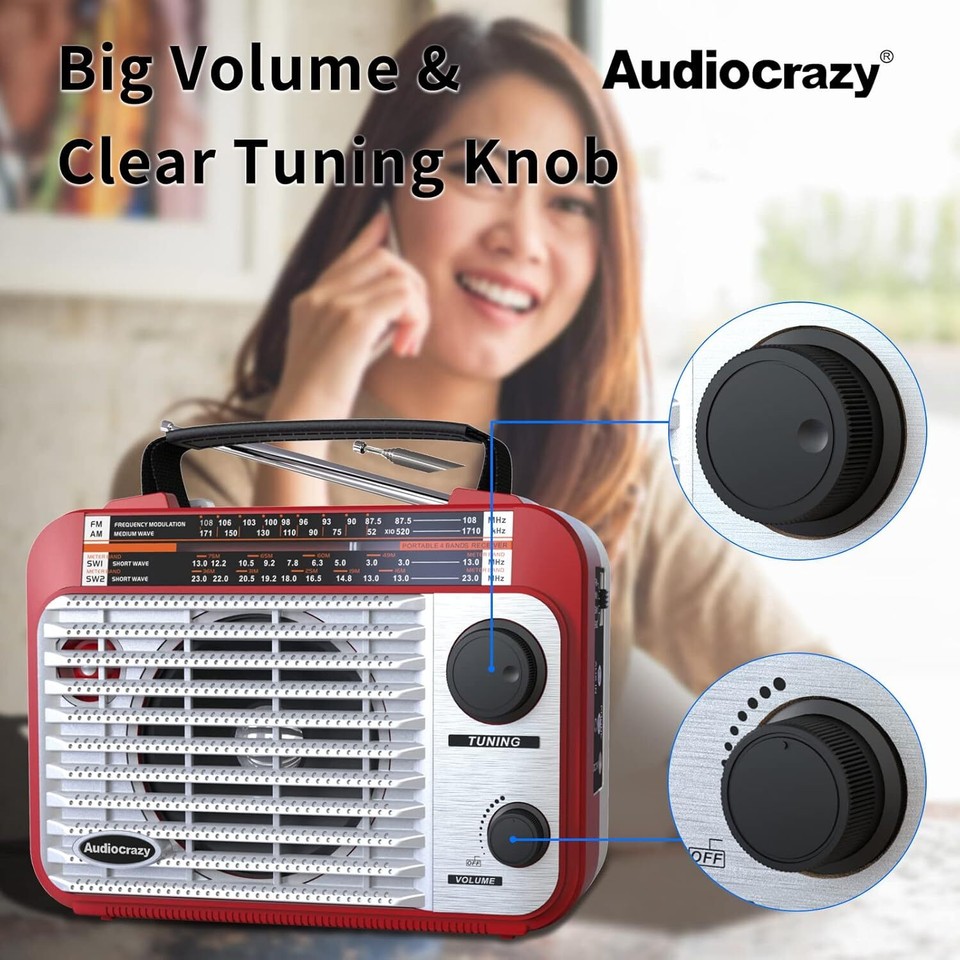 AM/FM/SW1-2 Radio Shortwave Transistor Radio AC or Battery Operated ...