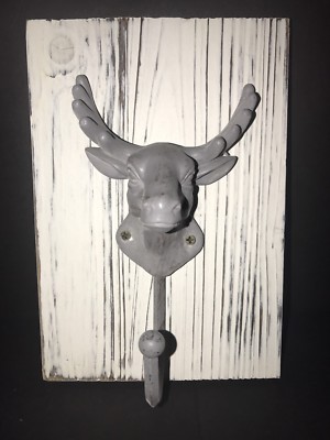 Melannco 1-Hook Wood & Cast Iron Moose Coat Rack, 8-Inch-by-5.5" Inch ...