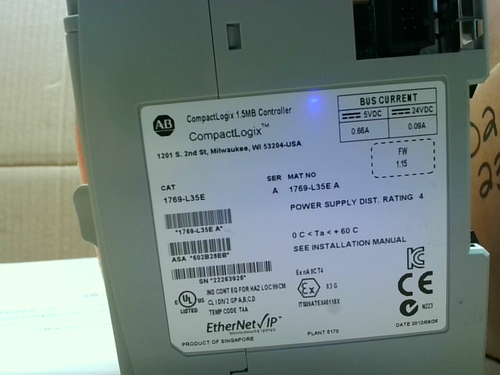 Allen Bradley 1769-L35E /A CompactLogix 1.5M Controller Process - New ...