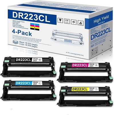 DR223CL Drum Unit Set 4 Pk Replacement for Brother Black, Cyan, Magenta ...