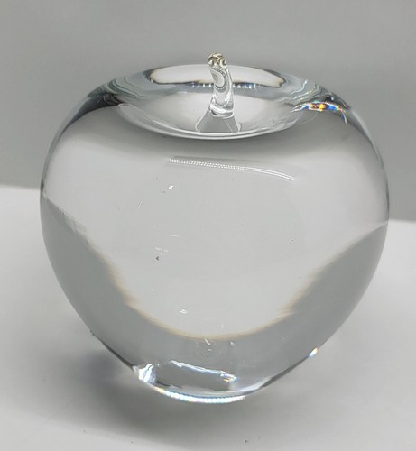 Beautiful Crystal Glass Apple Paperweight Larson w/ Sticker, Signed | eBay
