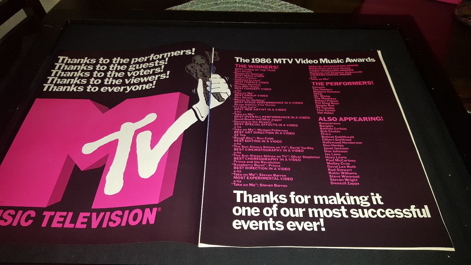 MTV 3rd Annual 1986 Video Music Awards Rare Original Promo Poster Ad Framed! | eBay