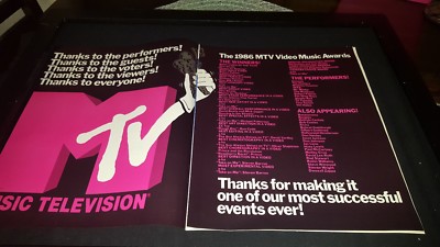 MTV 3rd Annual 1986 Video Music Awards Rare Original Promo Poster Ad ...