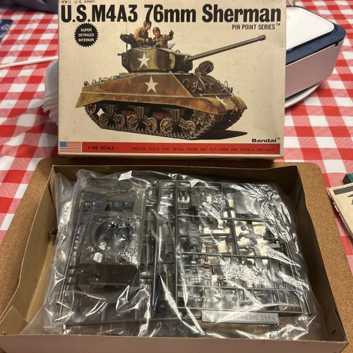 Bandai 1/48 kit US M4 A3 76mm Sherman tank Unassembled Open Box NOS | eBay