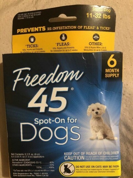 Freedom 45 Spot – on for Dogs Six-month Supply Small Dog 11 to 32 ...