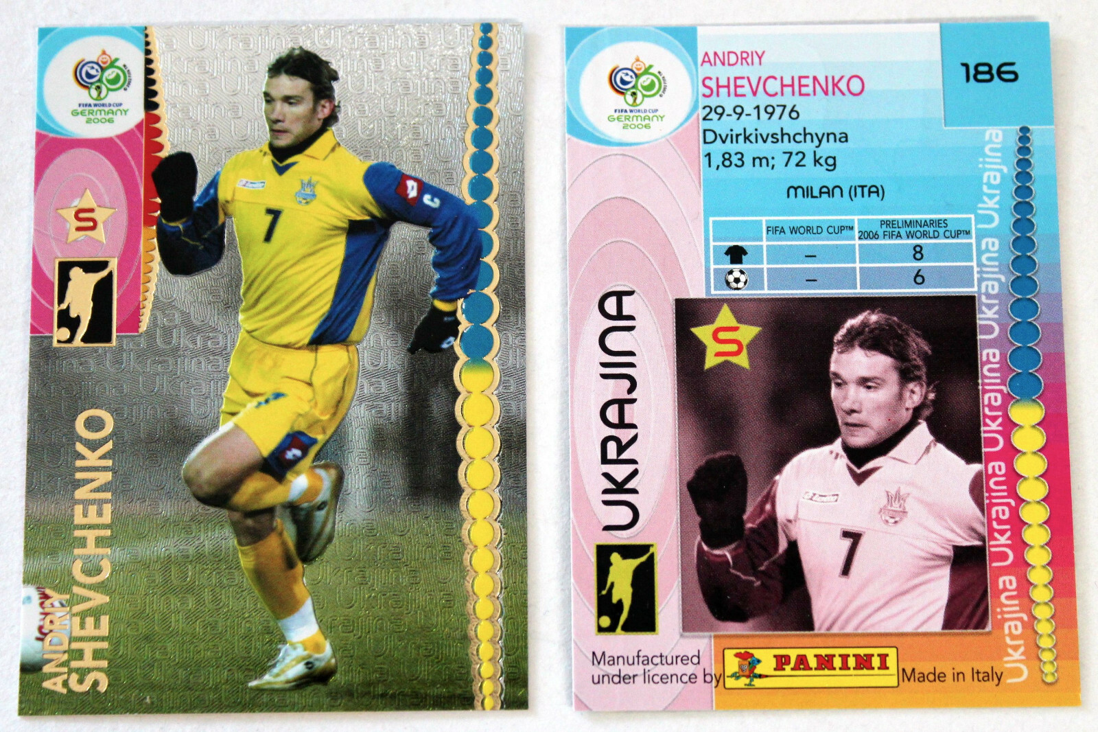 PANINI Trading Card ANDRIY SHEVCHENKO No. 186 FIFA World Cup Germany ...